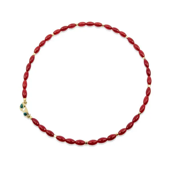 ATELIER PETITES PIERRES Bean Coral Necklace - Red