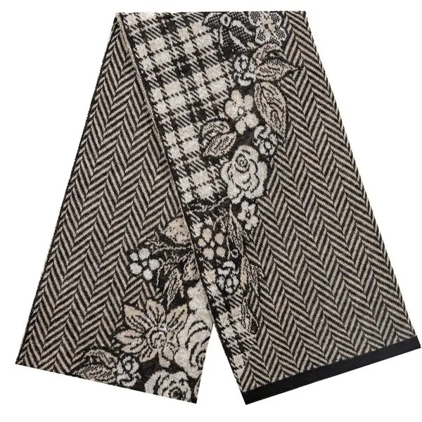MOHAIR&ANGORA Mohair Shawl Floral Art - Black