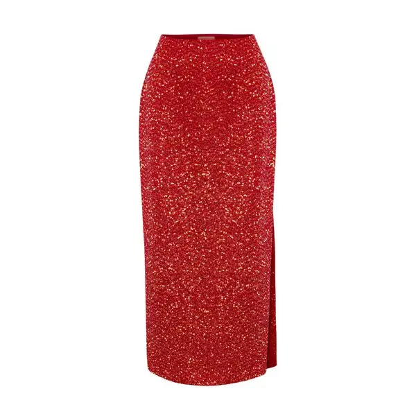 ELSAVA Riva Sequin Skirt - Red