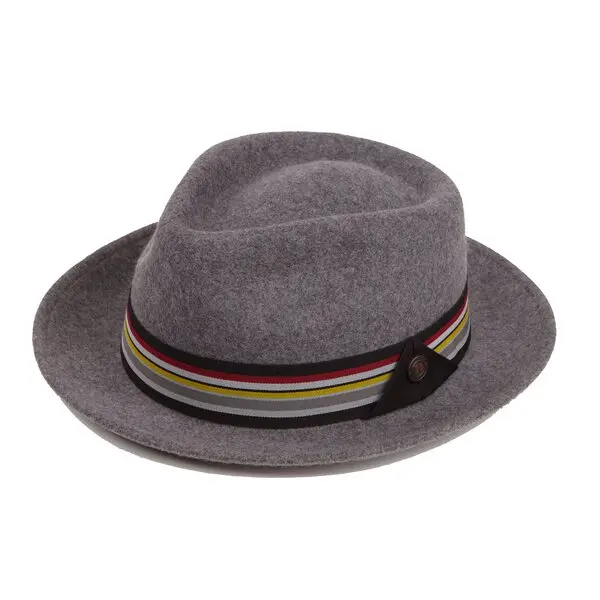 DASMARCA HATS James Smoke Milange Felt Wide Brim Wool Felt Fedora Hat - Grey