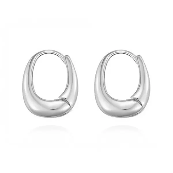 Côté Caché Rounded Square Huggie Hoop Earrings - Silver
