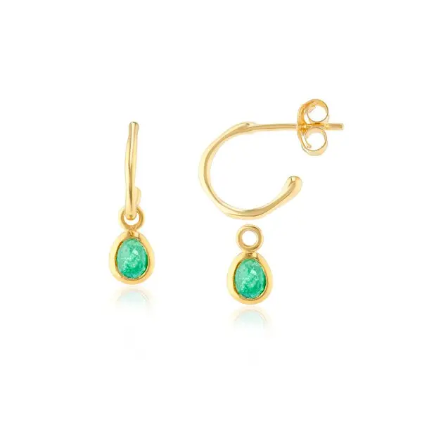 AUREE JEWELLERY Hampton Emerald & Gold Vermeil Gemstone Earrings - Green