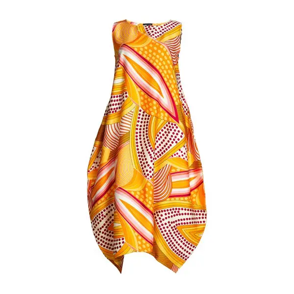 BIANCA POPP Semiballoon Dress In Geometrical Print - Orange