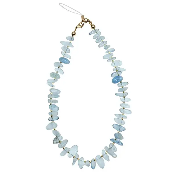 FARRA Natural Aquamarine Gemstone Phone Strap - Blue