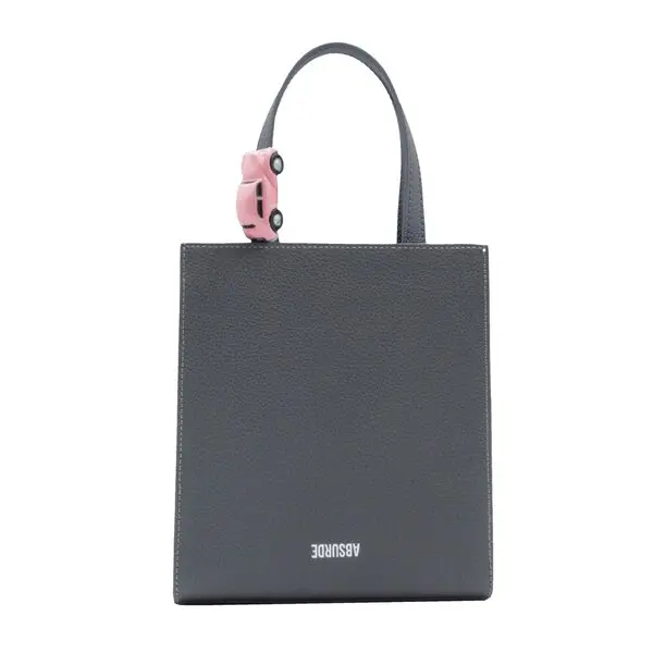 ABSURDE Mini Stop Tote Bag In Leather - Grey