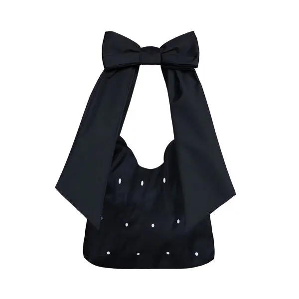 RAINSISTERS Polka Dot Bow Tote Bag - Black