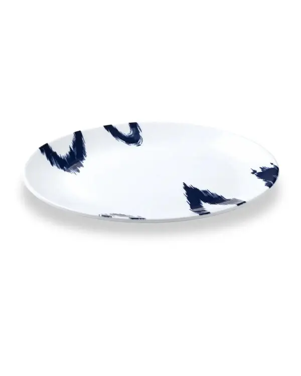 Mojjere Fine Porcelain Oval Platter White & Design - Blue