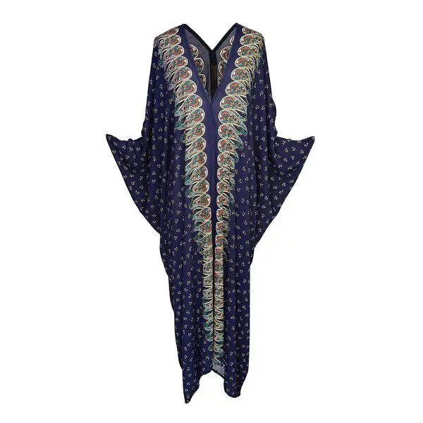 JENNAFER GRACE Kinsley Paisley Border Caftan - Blue