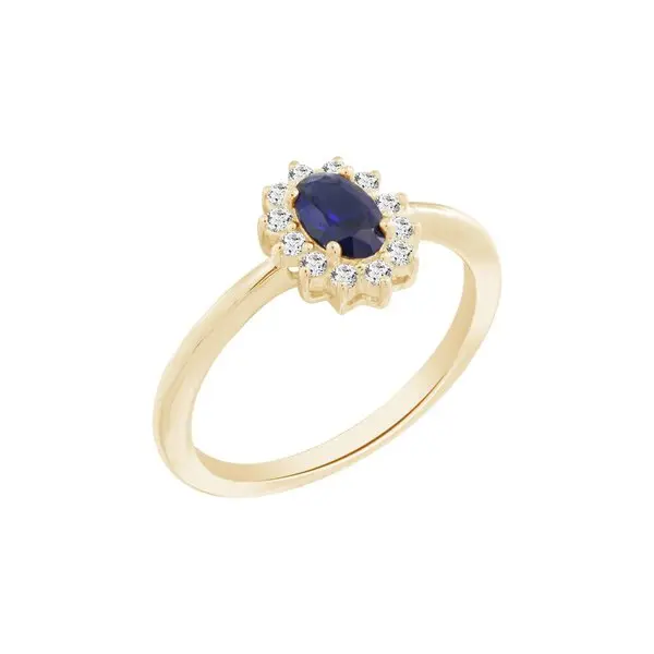 KIERA Oval Cut Created Sapphire With Lab Grown Diamond Accent Halo Ring - Yellow
