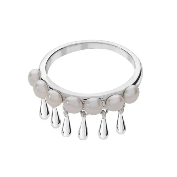 LUCY QUARTERMAINE Solid Sterling Royal Pearl Drop Ring - Silver