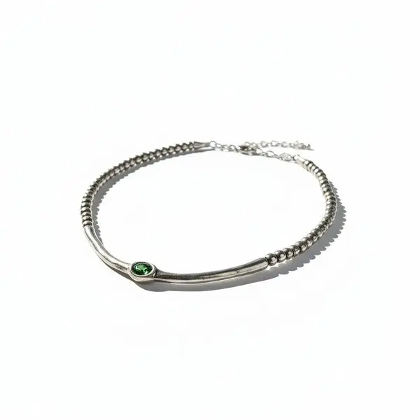 BY VIRGO Silver / Green Veridia Necklace - Silver/green