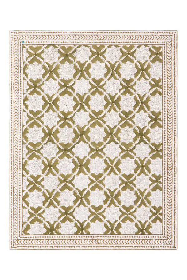 NOLOGO-CHIC Bordered Place Mat Cotton Olive - Green