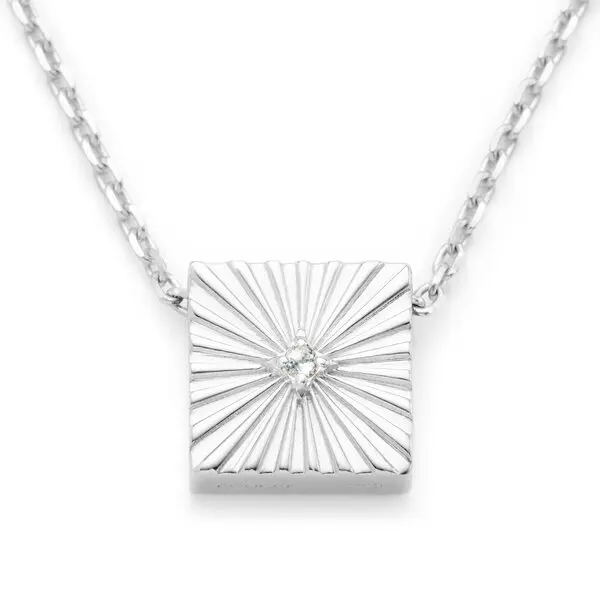 KOUREE You've Got This' Necklace Pendant Charm Sterling With White Topaz - Silver