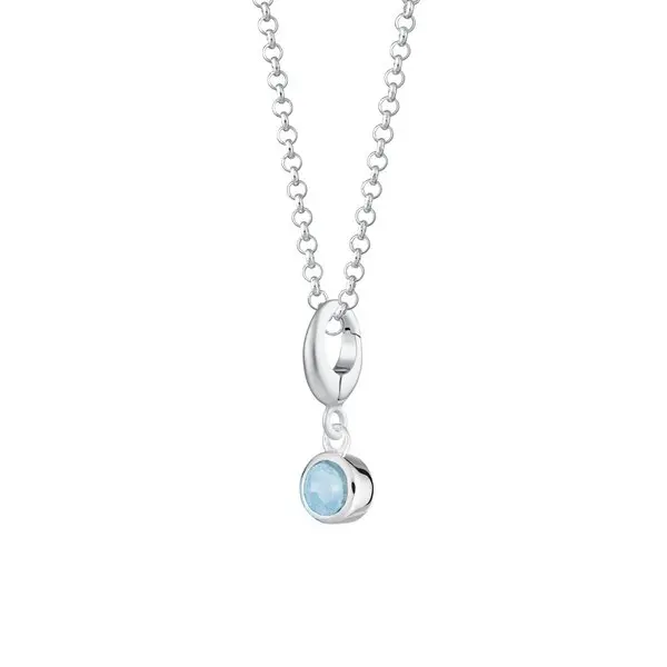LILY CHARMED Sterling December Birthstone Charm Necklace Blue Topaz - Silver