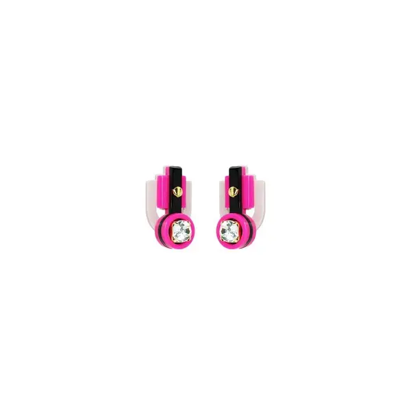 GISSA BICALHO Handmade Acrylic Earring S Stone Rhinestones Pink - Orange