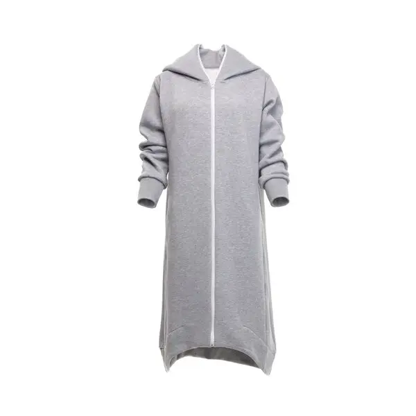 CLOTHES BY LOCKER ROOM Long Oversized Asymmetrical Casual Hoodie Sweatshirt - Grey
