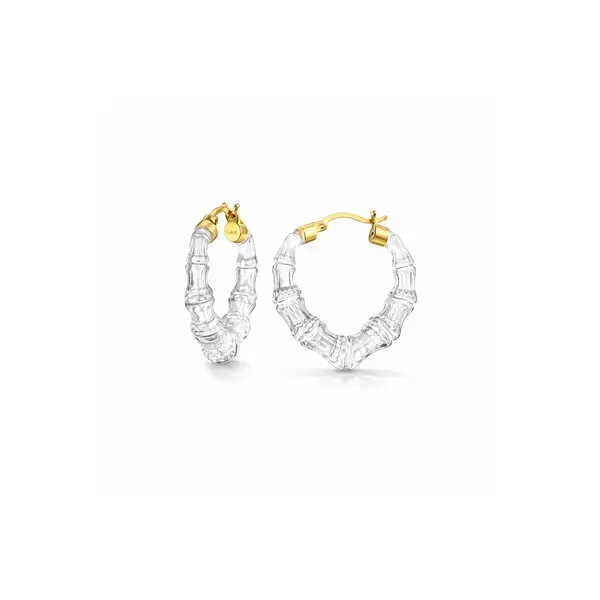 GOLD & HONEY Mini Clear Heart Bamboo Hoop Earrings - Gold
