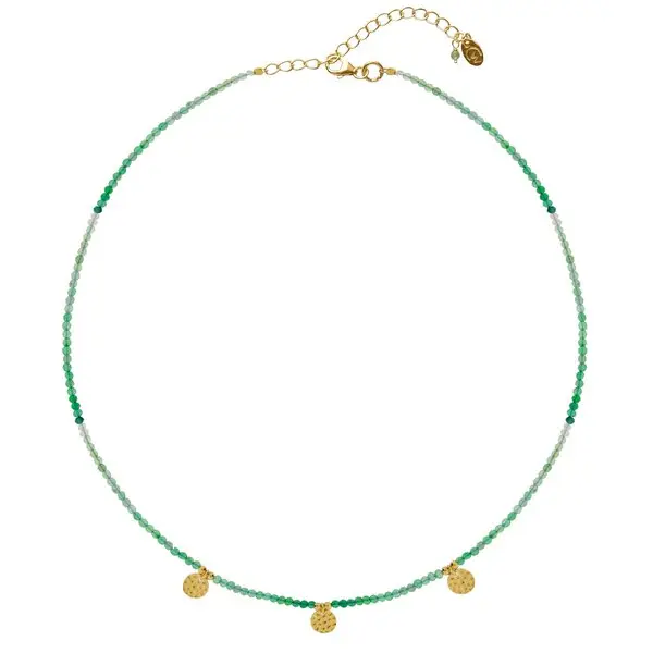 CHARLOTTE'S WEB JEWELLERY Be In Nature Gold Vermeil Beaded Necklace Onyx - Green