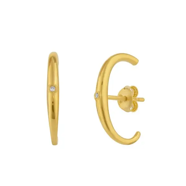 SPERO LONDON Fine Diamond Sterling Silver Ear Suspension Semi-hoop Earrings - Gold