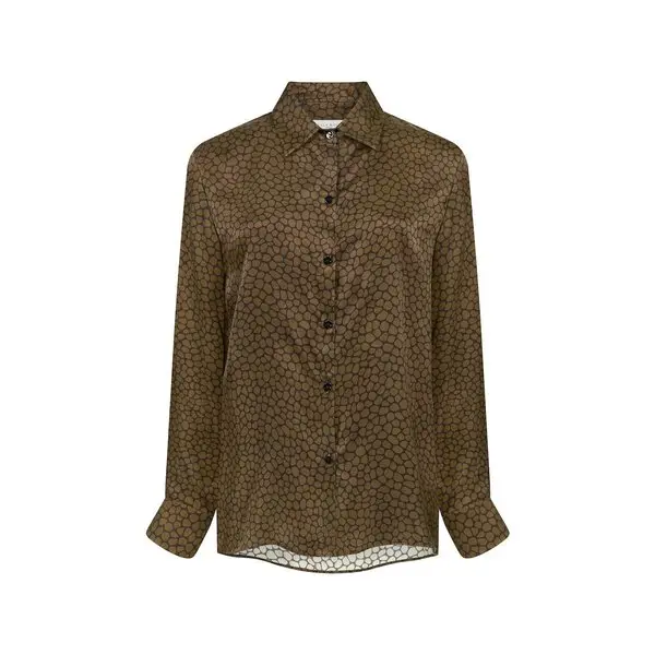 LILY ROU Silk Marina Relaxed Shirt - Black