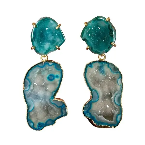 MAGPIE ROSE Green / Blue Sea Green & Turquoise Cocktail Earrings - Green/blue
