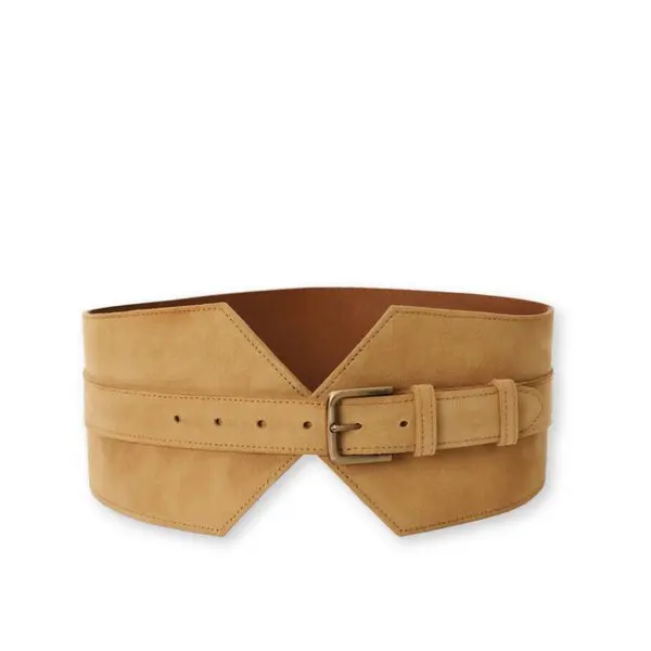 JUAN-JO Suede Corset Belt With Buckle - Brown