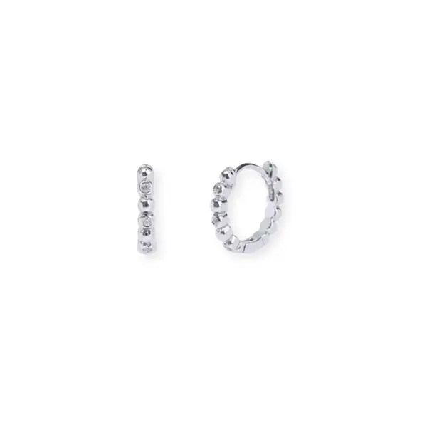INARI JEWELLERY Bauble Huggie Earrings Sterling Sliver White Topaz - Silver