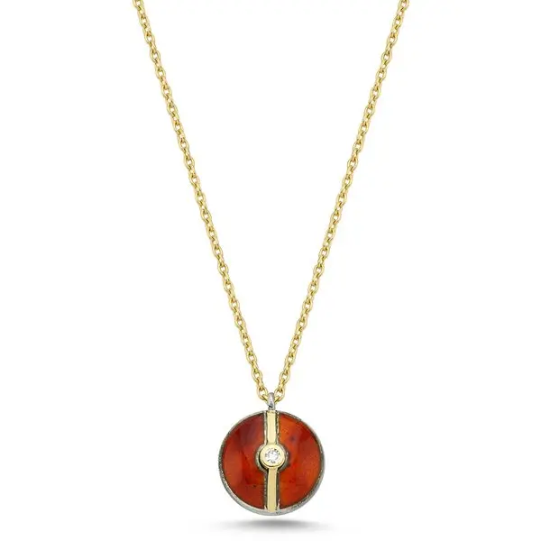 ECCE ARTISAN DIAMONDS Enamelled Mini Diamond Buttons Necklace - Beige/yellow