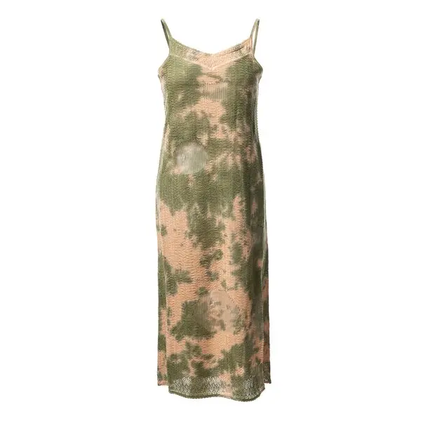 FULLY FASHIONING Zelda Floating Stitch Midi Dress Tie Dye - Green