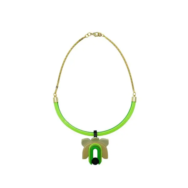 GISSA BICALHO Acrylic Handmade Necklace Lilium - Green