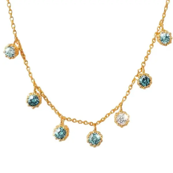 DAINTY LONDON Aqua Necklace With Barnacles & Rainbow Topaz - Gold