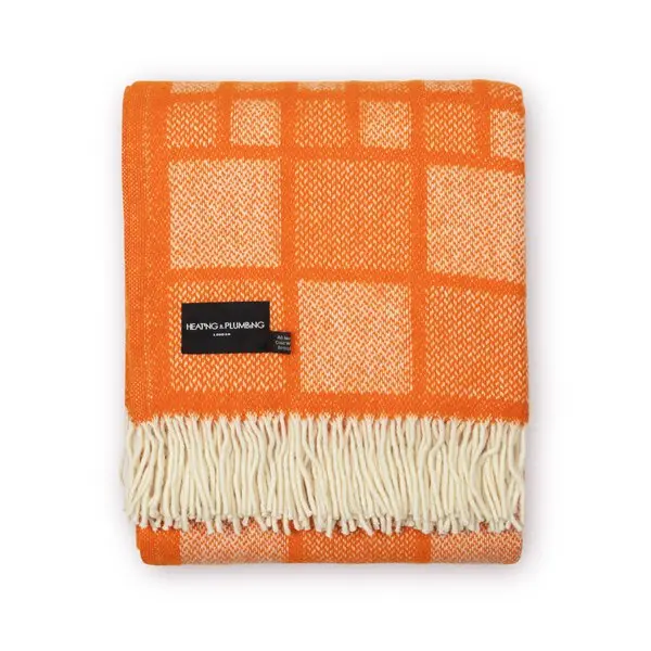 HEATING & PLUMBING LONDON Evening Tales Pure New Wool Blanket Mosaic - Orange
