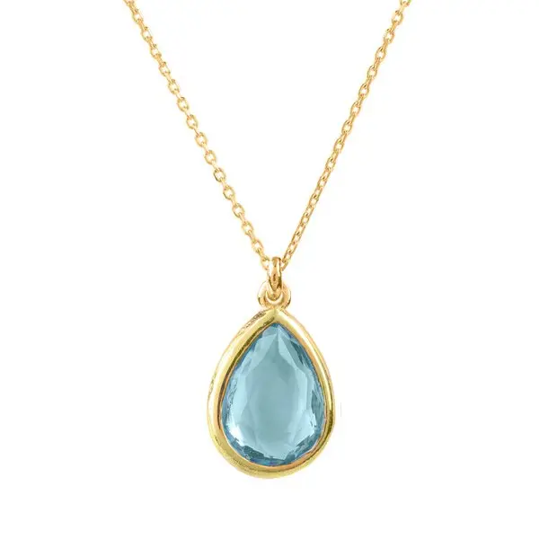 LATELITA Gold / Blue Pisa Mini Teardrop Necklace Gold Blue Topaz - Gold/blue