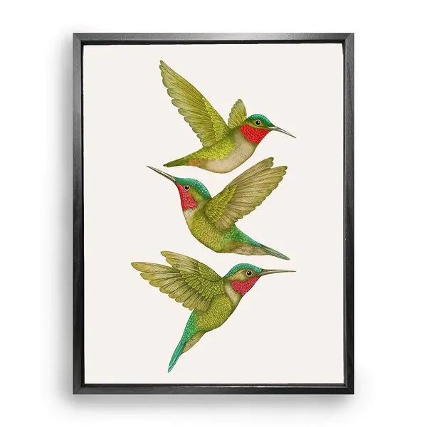 EMILY CARTER Antique Tropical Hummingbirds' Cream Fine Art Print M - Green