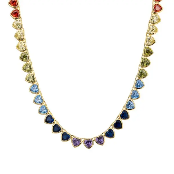 LATELITA Heart Garland Rainbow Gemstone Necklace - Gold