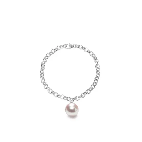 ORA PEARLS Silver / White Aelia Pearl Bracelet- Silver - Silver/white