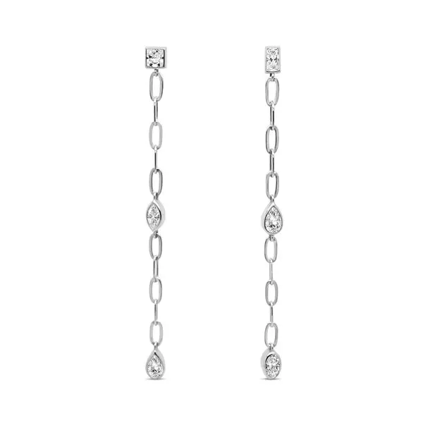 CLEMENCE WREN Asymmetric Gemstone Drop Earrings - Silver