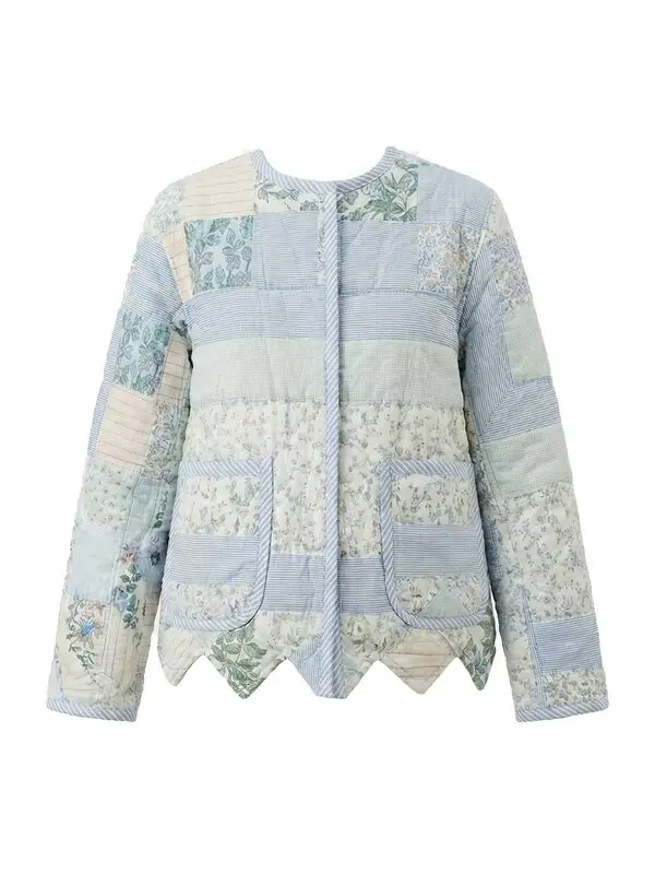 THE WELL WORN The Chloe Jacket Pale Patchwork - Blue