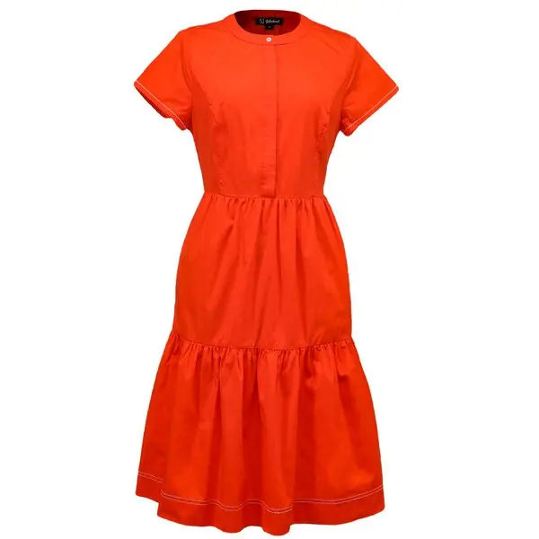 SMART AND JOY Fit-and-fare Cotton Shirt-dress - Orange