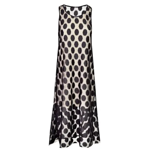 OH!ZUZA NIGHT&DAY Neutrals Midi Transculent Polka Dot Dress - Black