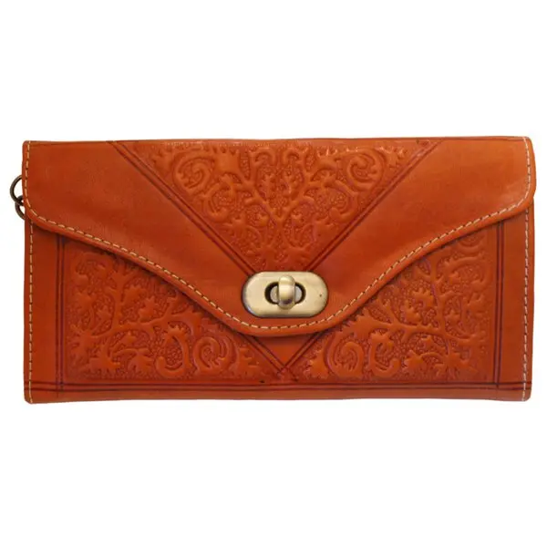 BERBER LEATHER Leather Tri-fold Purse Light - Brown