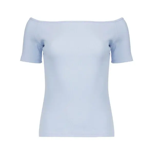 CONQUISTA Soft Off-shoulder Cotton-elastane Top - Blue