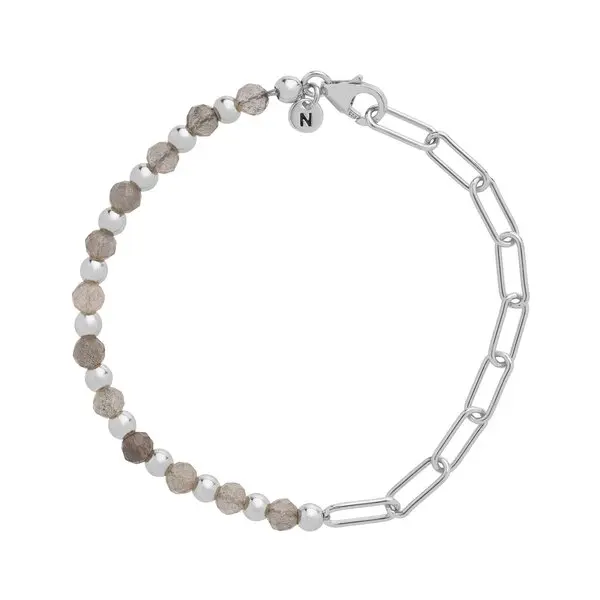 NELLOU JEWELLERY Grey / Silver Labradorite Gem Shine Bracelet Sterling Silver - Grey/silver