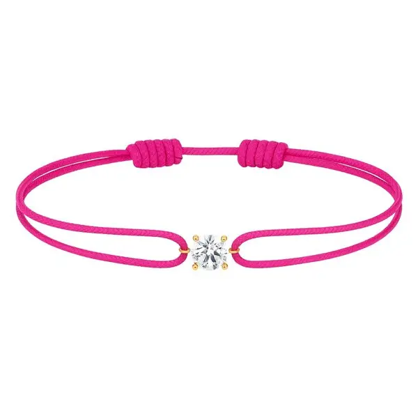 DYAMKA Pink / Silver Diamond Pink Cord Bracelet White Gold - Pink/silver