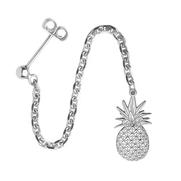 CARTERGORE Pineapple Single Long Drop Earring - Silver