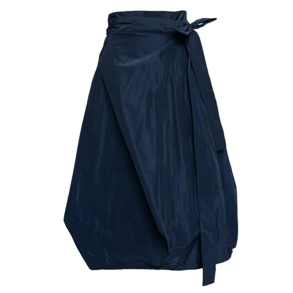BIANCA POPP Wrapped Skirt In Dark Taffeta - Blue