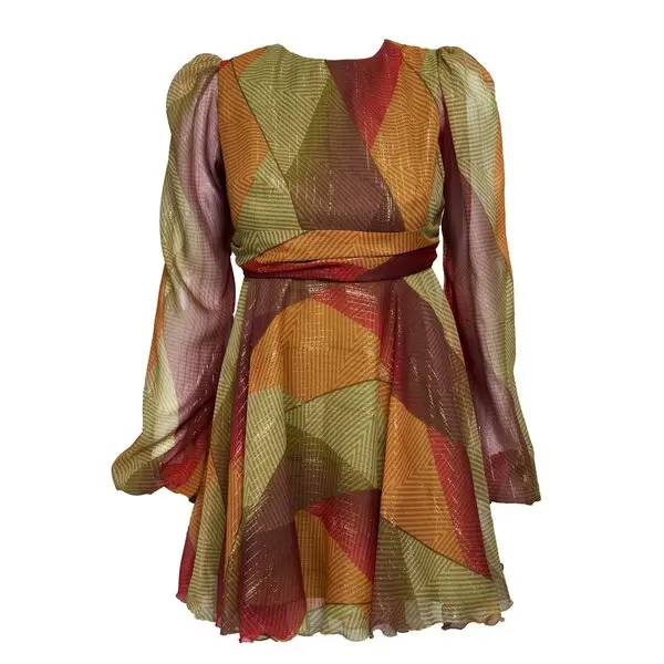 SOFIA TSERETELI Short Silk Dress In Multicolored Patch