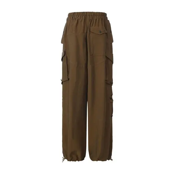 FRONT ROW SHOP Drift Baggy Cargo Trousers Hazel - Brown