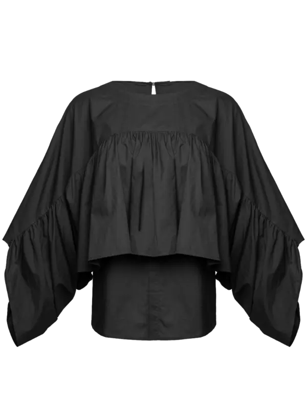 HELENE GALWAS Faride Cotton Blouse - Black