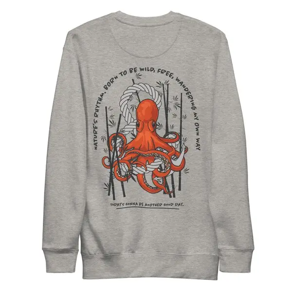 ANCHOR & CREW Heather Octopus Another Good Day Cotton Blend Sweatshirt - Grey